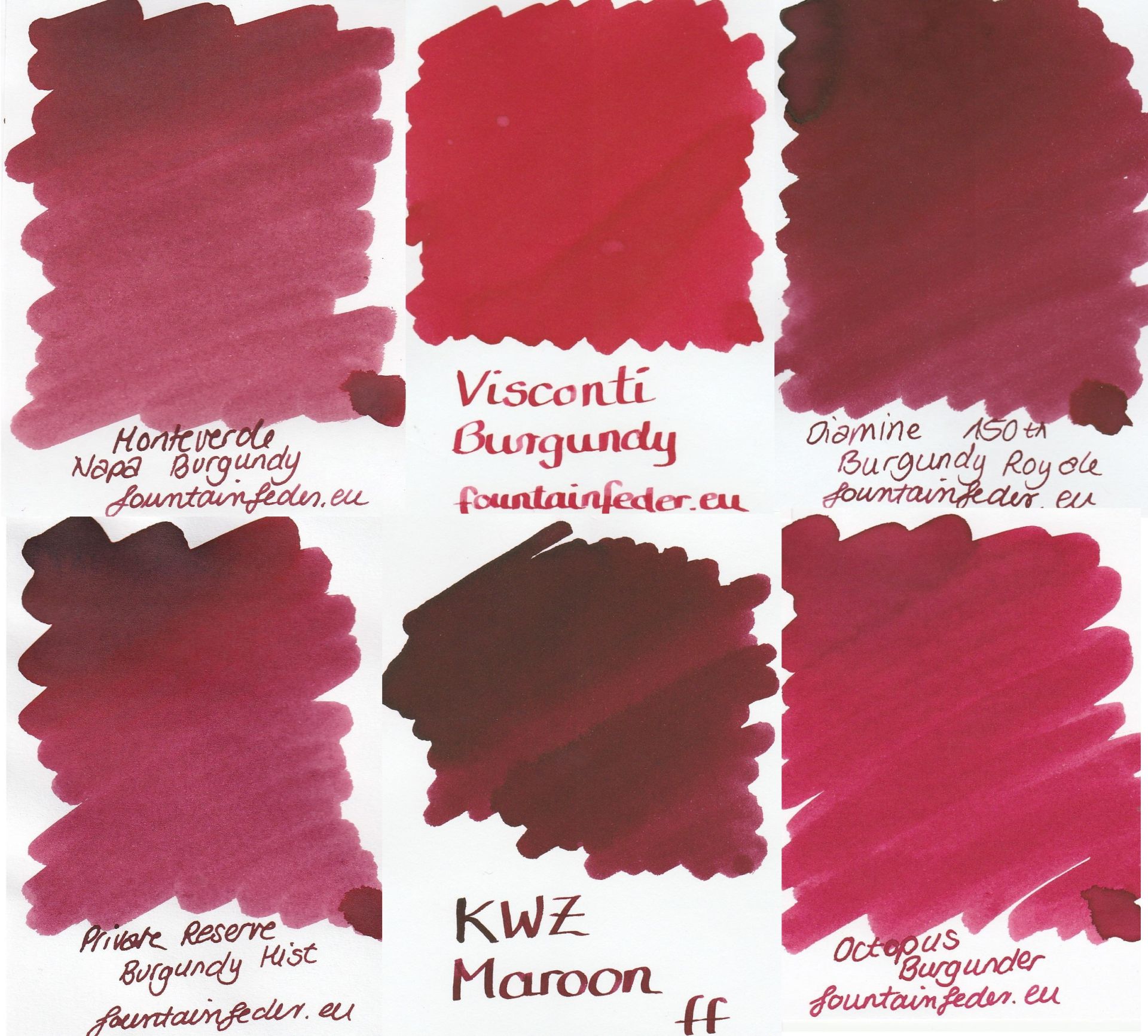 Fountain pen ink sample set