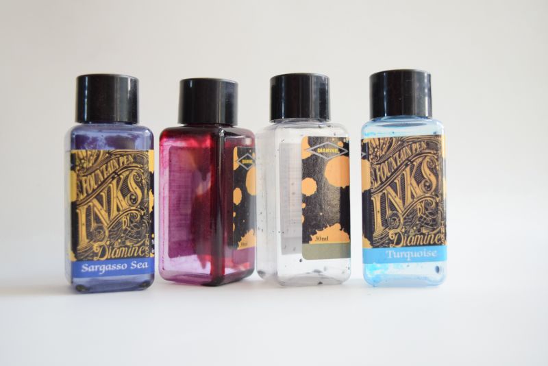 Empty ink bottles
